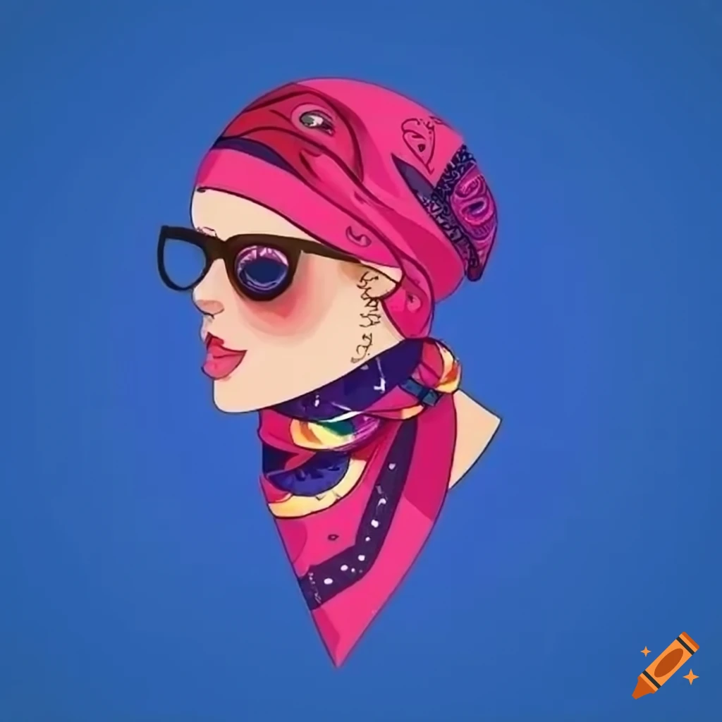 Flat design bandana with vibrant colors on Craiyon
