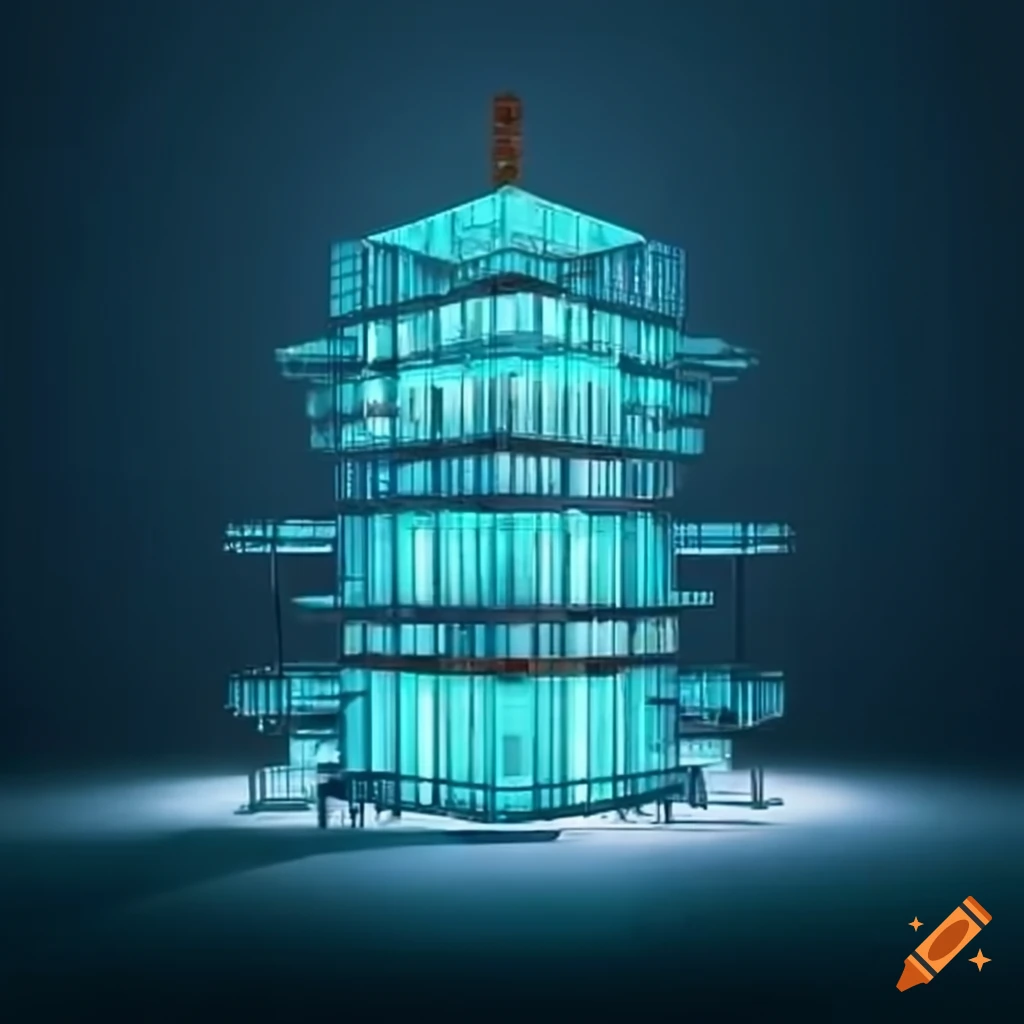 Digital art of a futuristic building structure on Craiyon