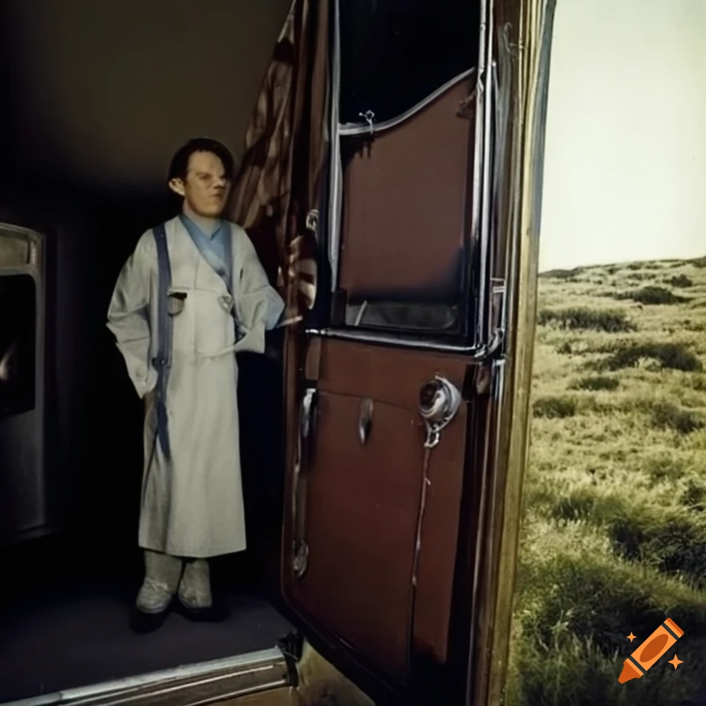 Photo of doctor near vintage ambulance car on Craiyon