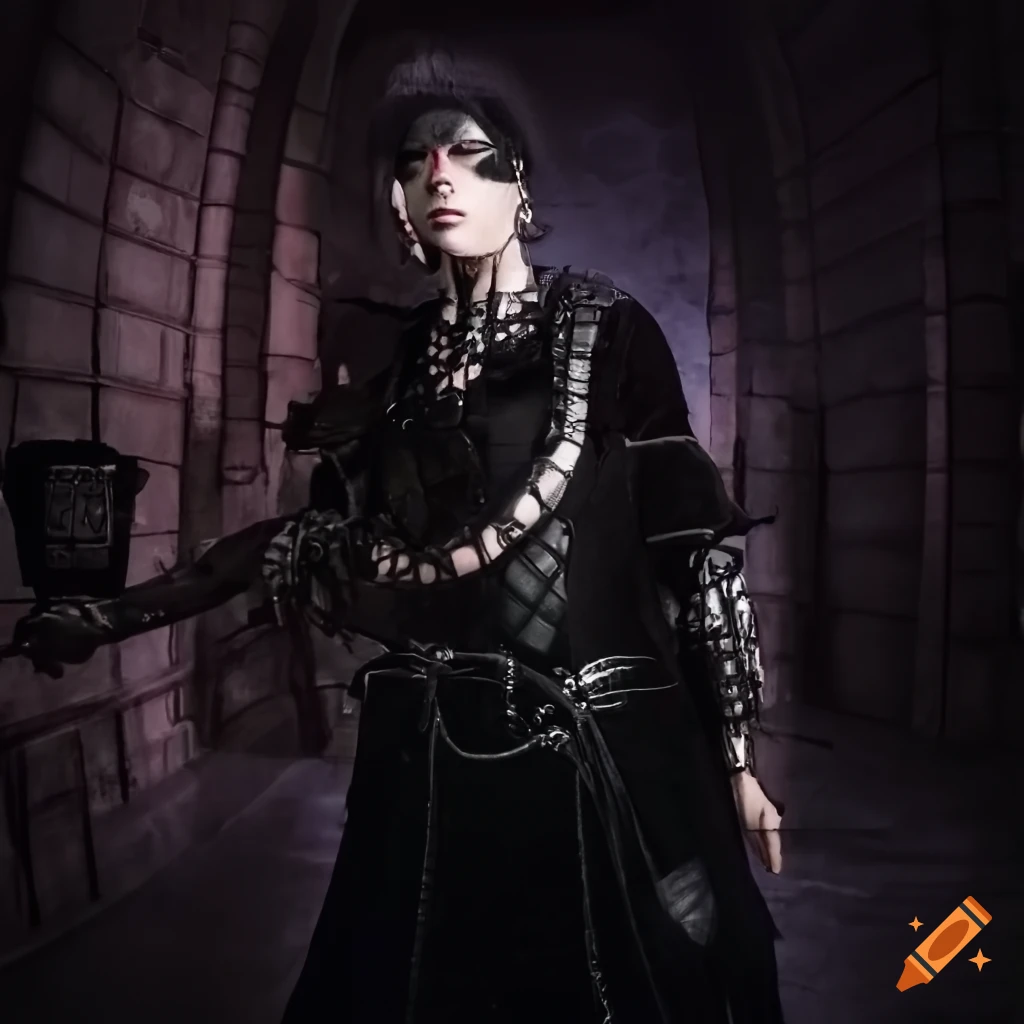 Image of goths exploring a machinery valley on Craiyon