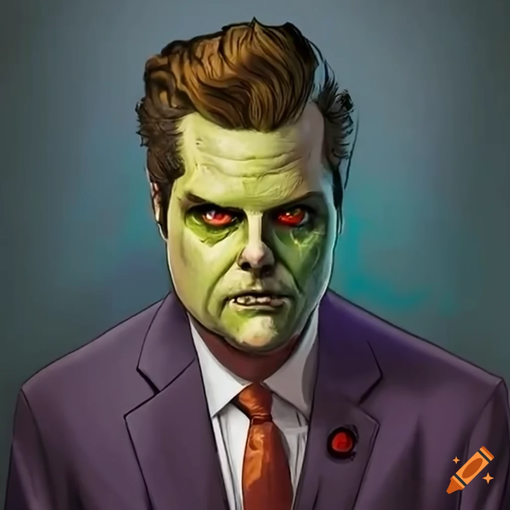Satirical depiction of a zombie version of Matt Gaetz on Craiyon