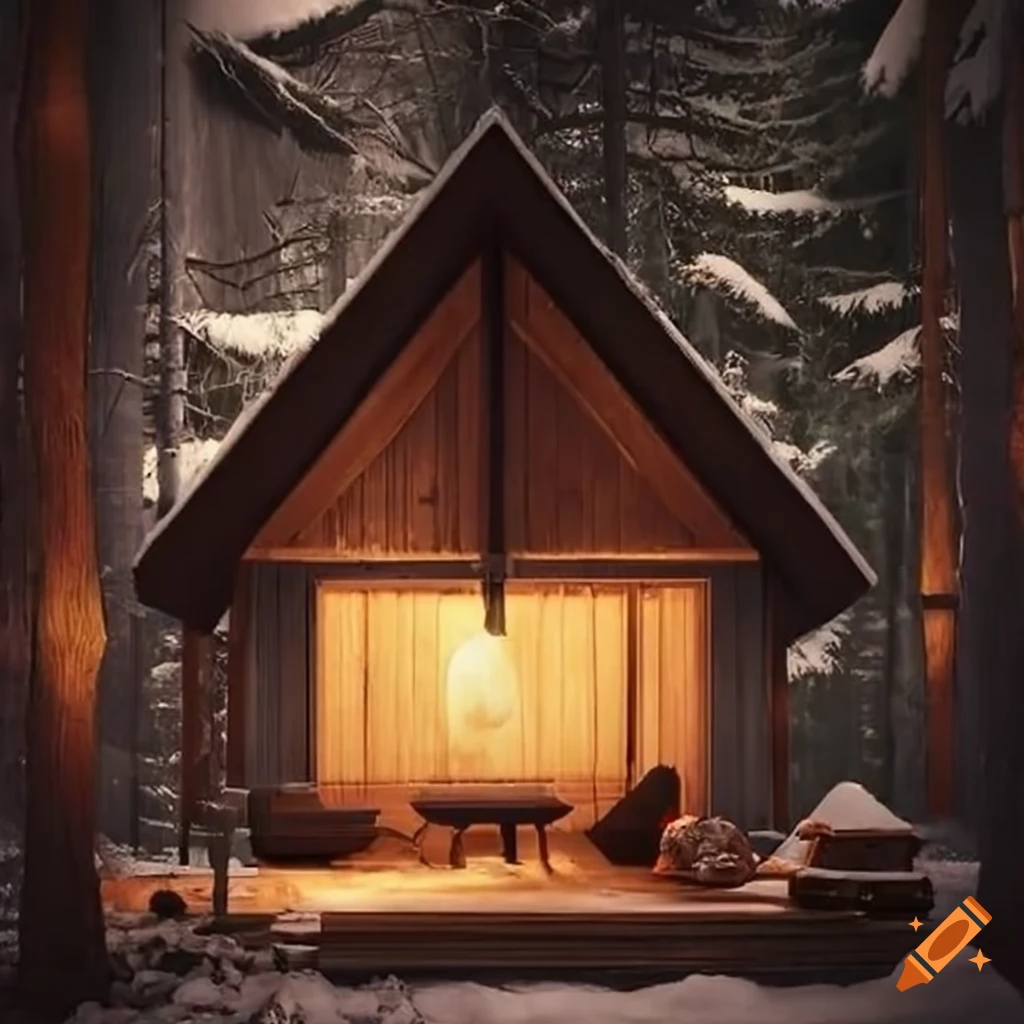 Cozy cabin in the woods on Craiyon