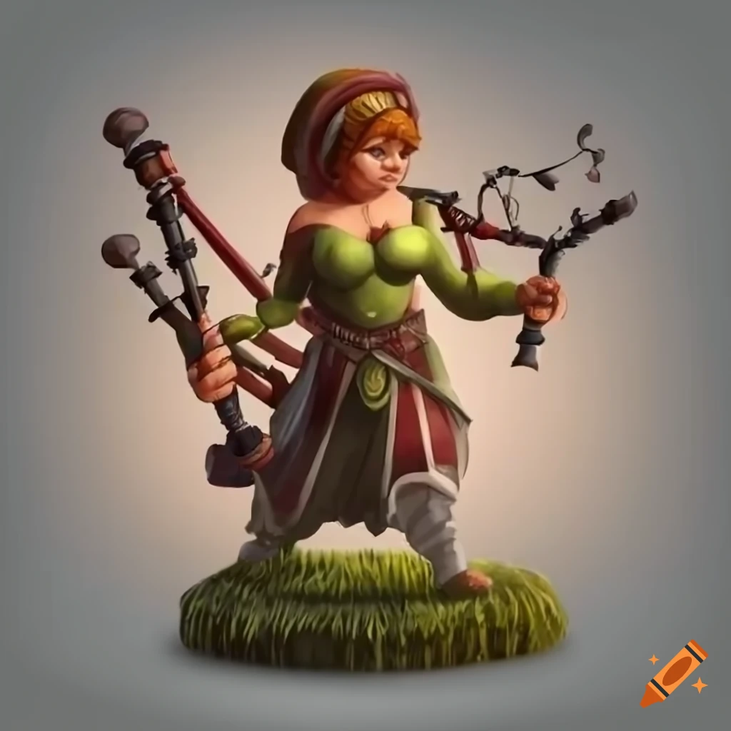 Female dwarf playing bagpipes