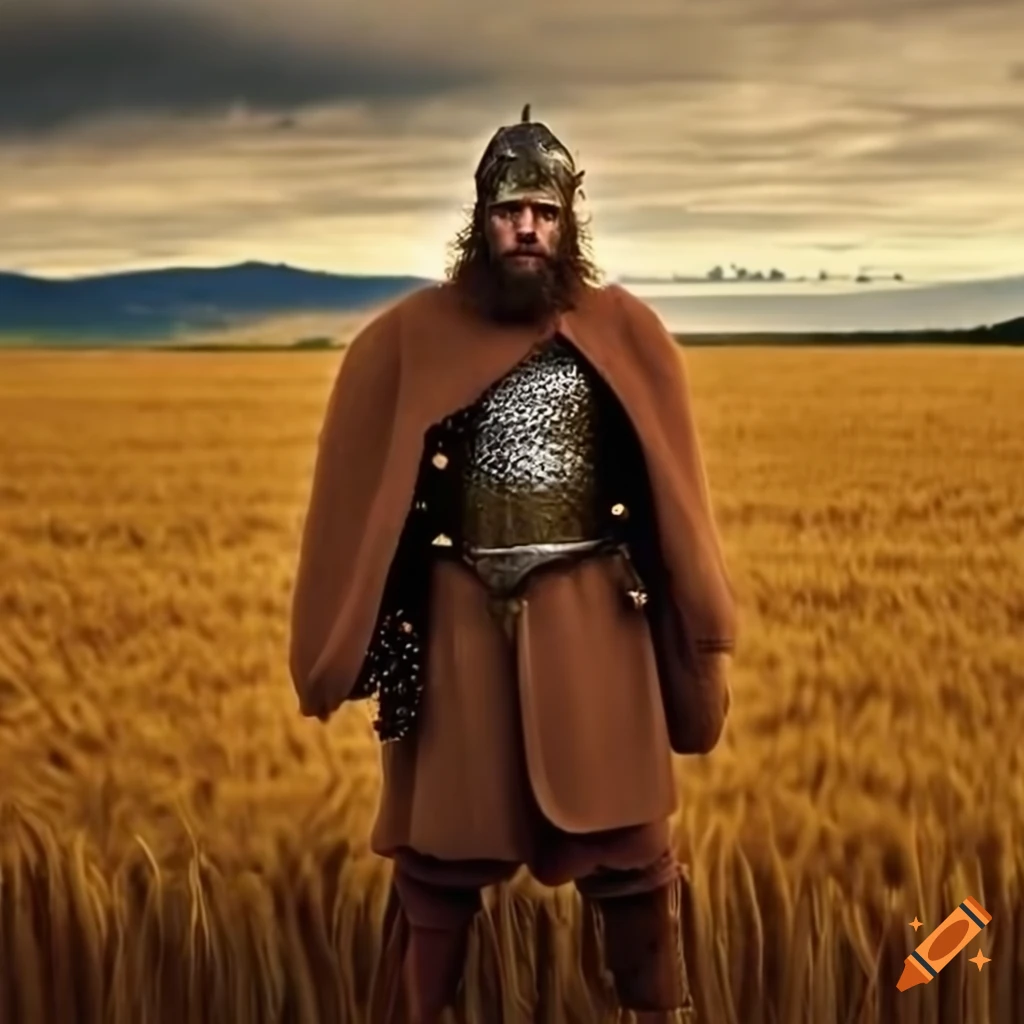 Photo of a gaelic warrior in a wheat field on Craiyon