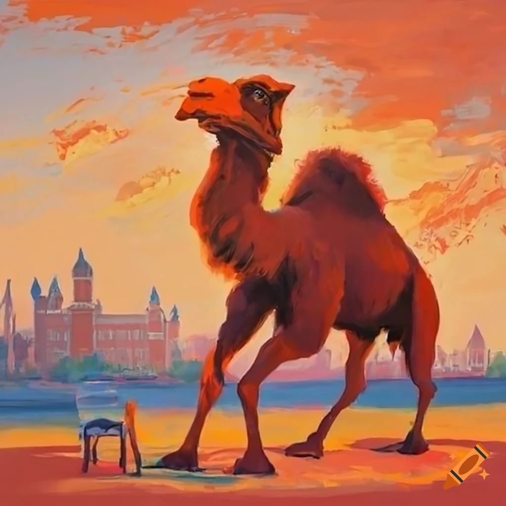 Painting of campbell university with a fighting camel in the academic ...