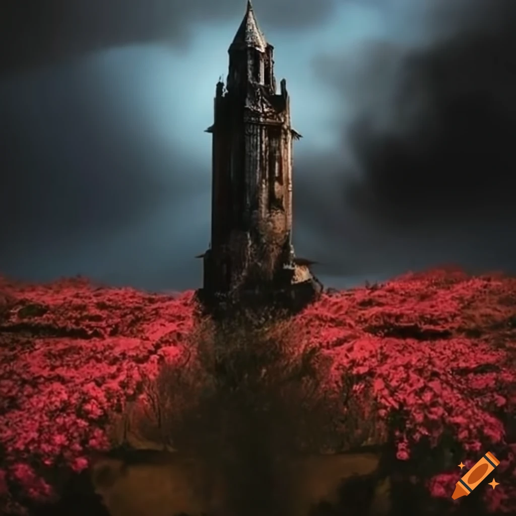 Close-up of a medieval castle with an eerie atmosphere on Craiyon