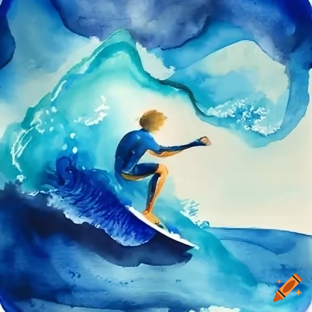 Sapphire blue wave surfer on Craiyon