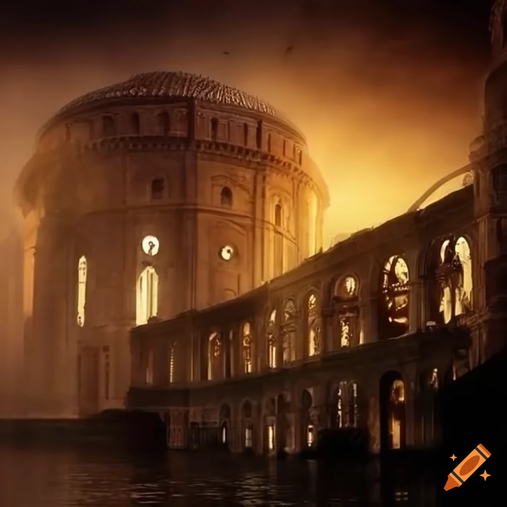 Flooded ruins of a roman basilica