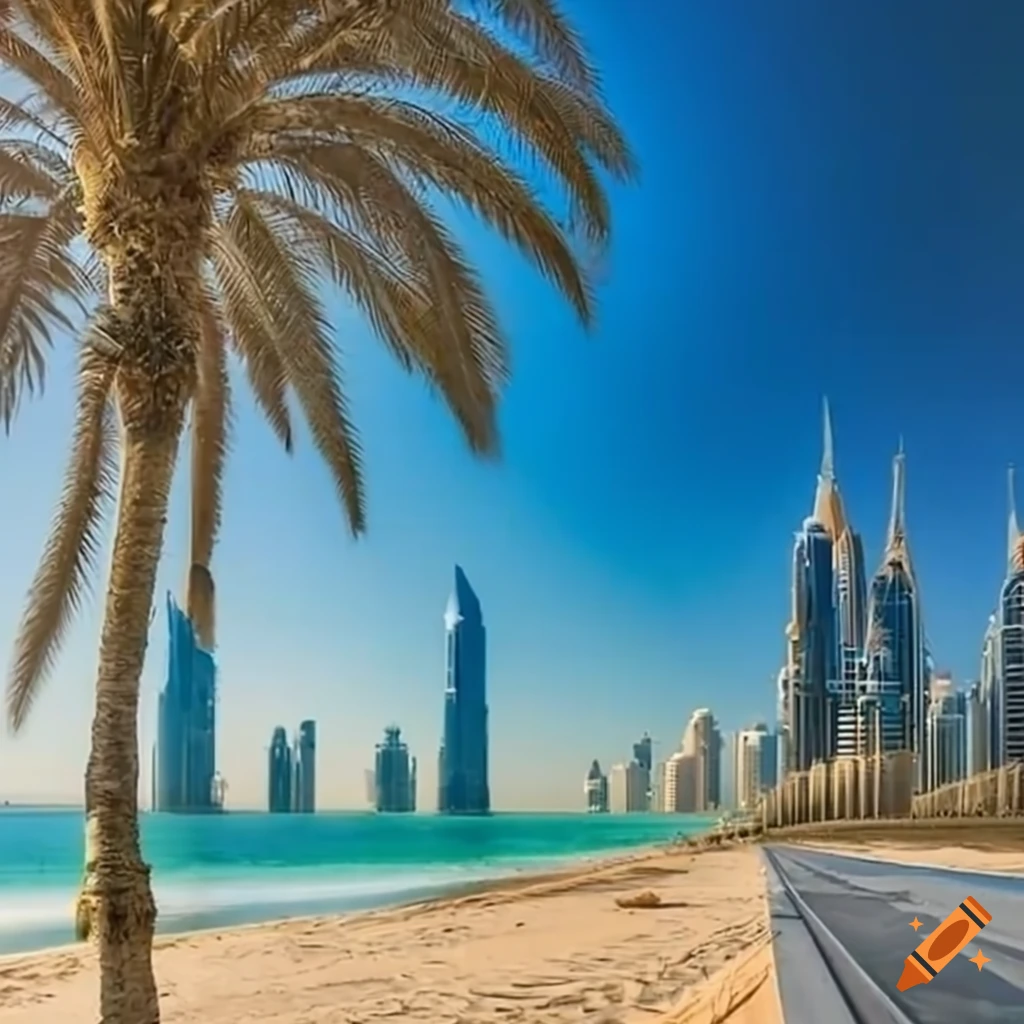 Image of tropical palm trees in dubai on Craiyon