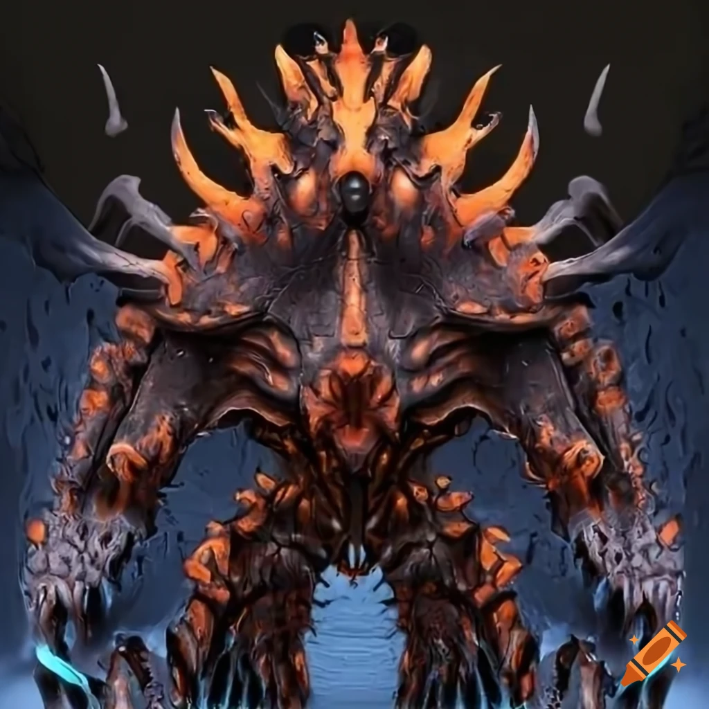 Art of a corrupted metal elemental with orange skin on Craiyon