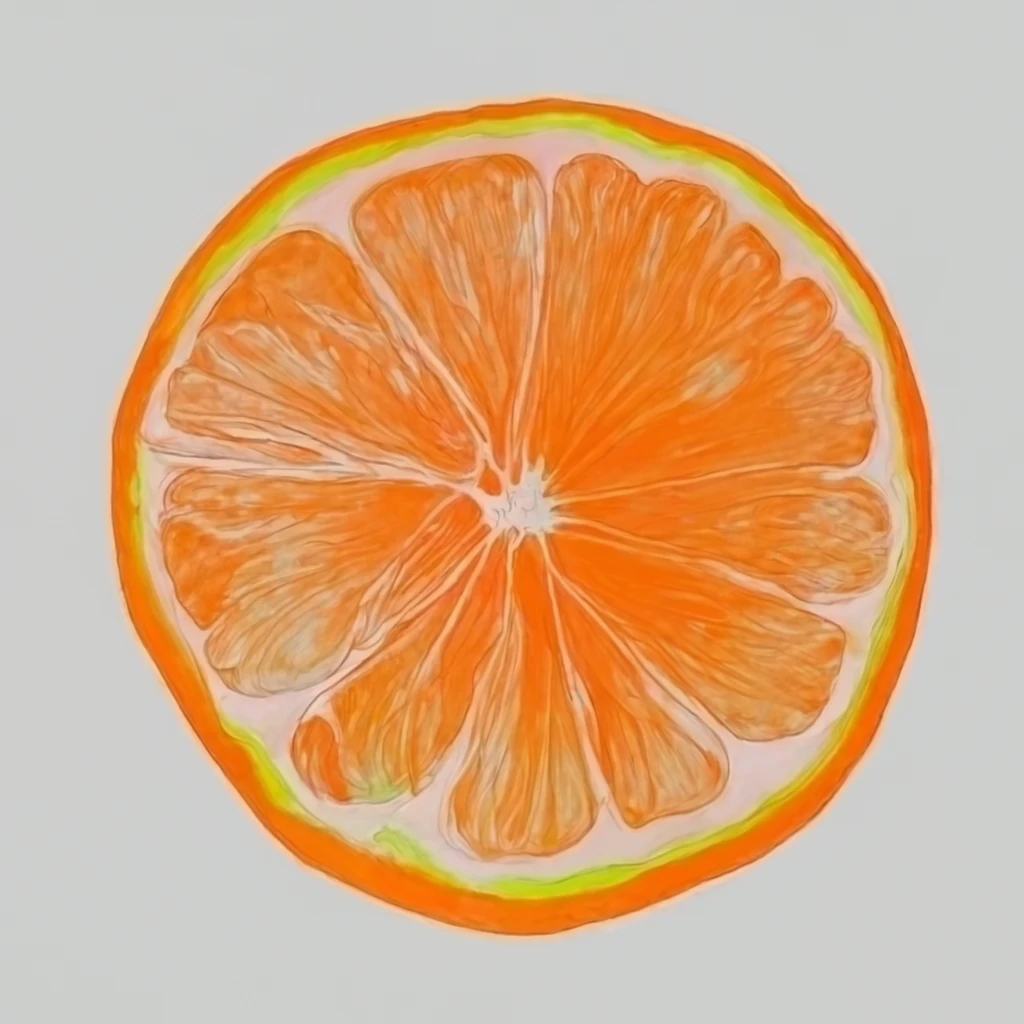 Abstract orange drawing with spirograph on Craiyon