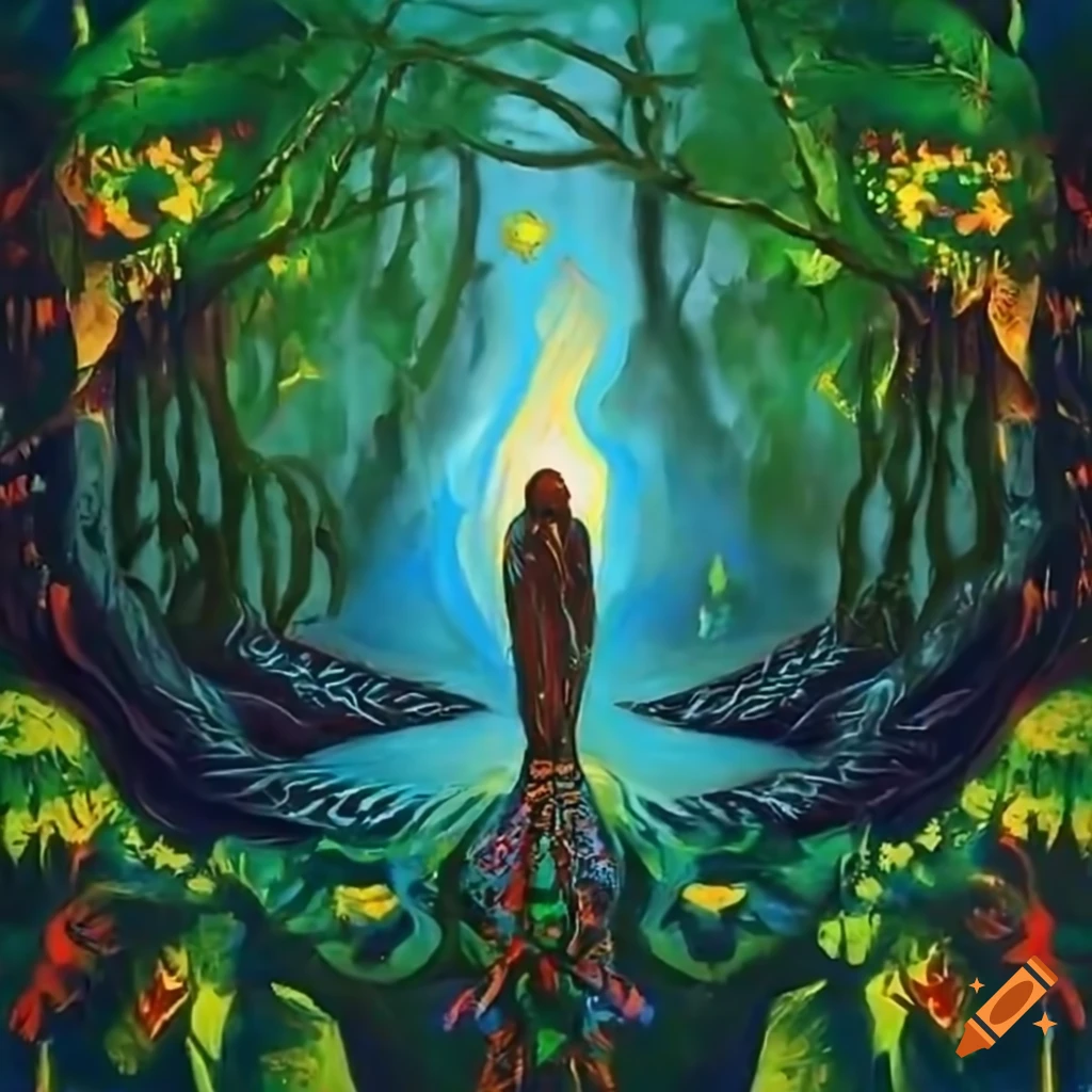 Vibrant artwork of daphne transforming into a laurel tree on Craiyon