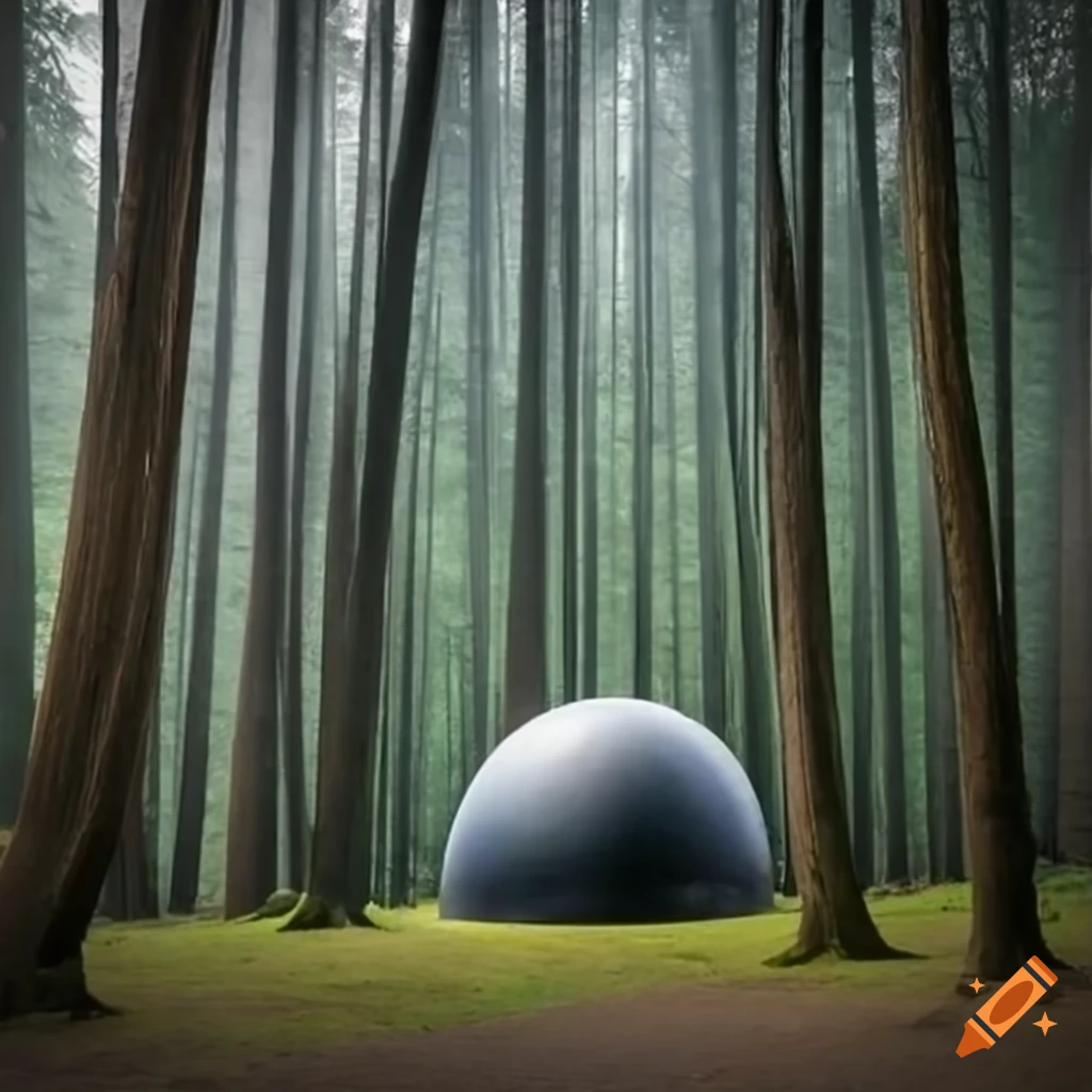 Meditative dome structures in a forest on Craiyon