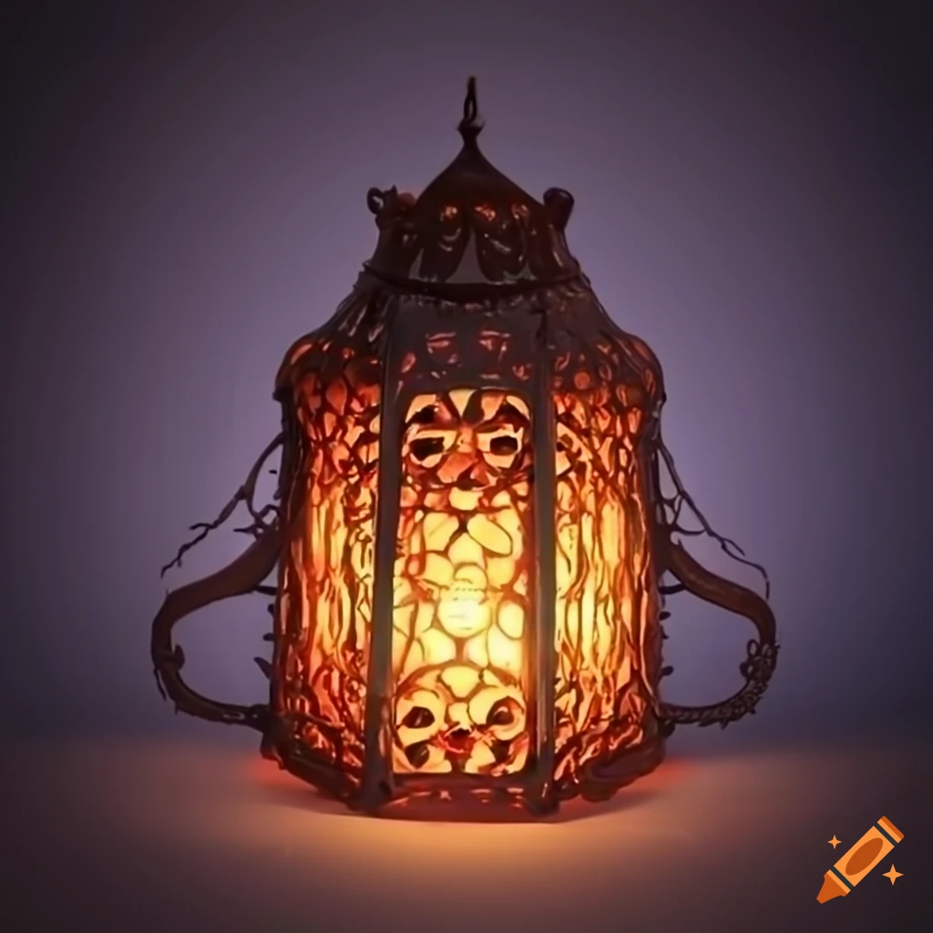 Intricate design of a demonic lantern