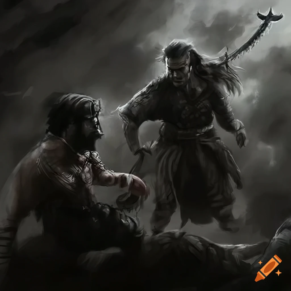 Concept art of a tiger fight in a fantasy action scene