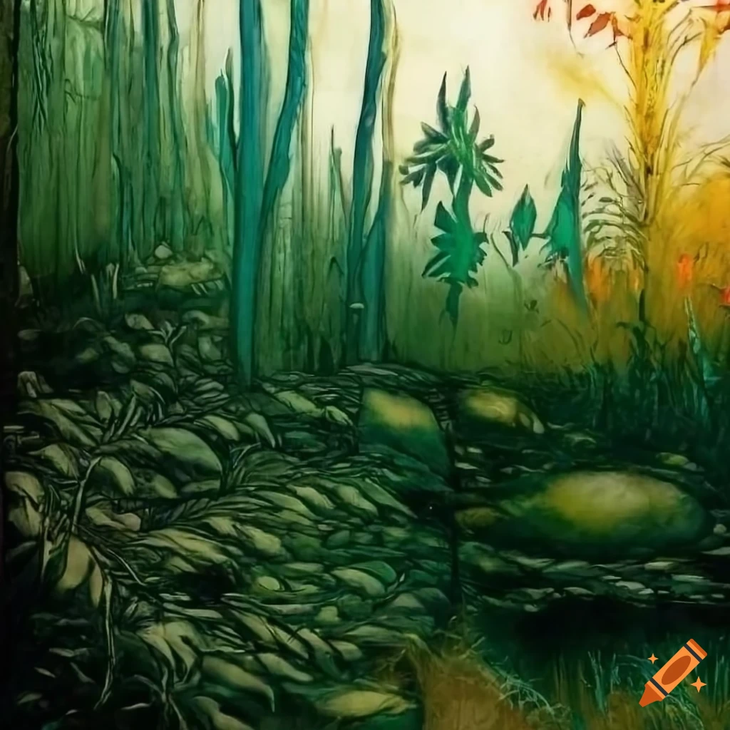 Graffiti art of an autumn forest