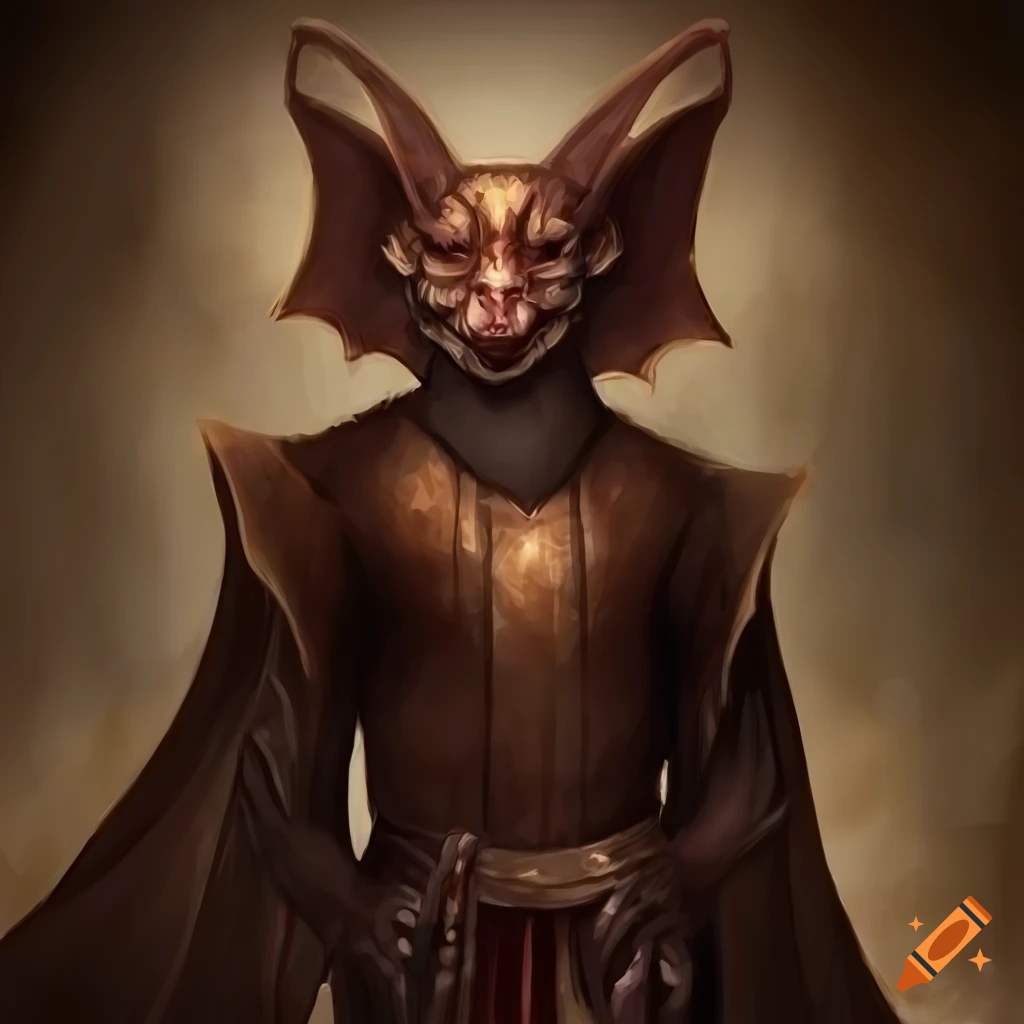 Fantasy art of a female cleric with bat characteristics on Craiyon