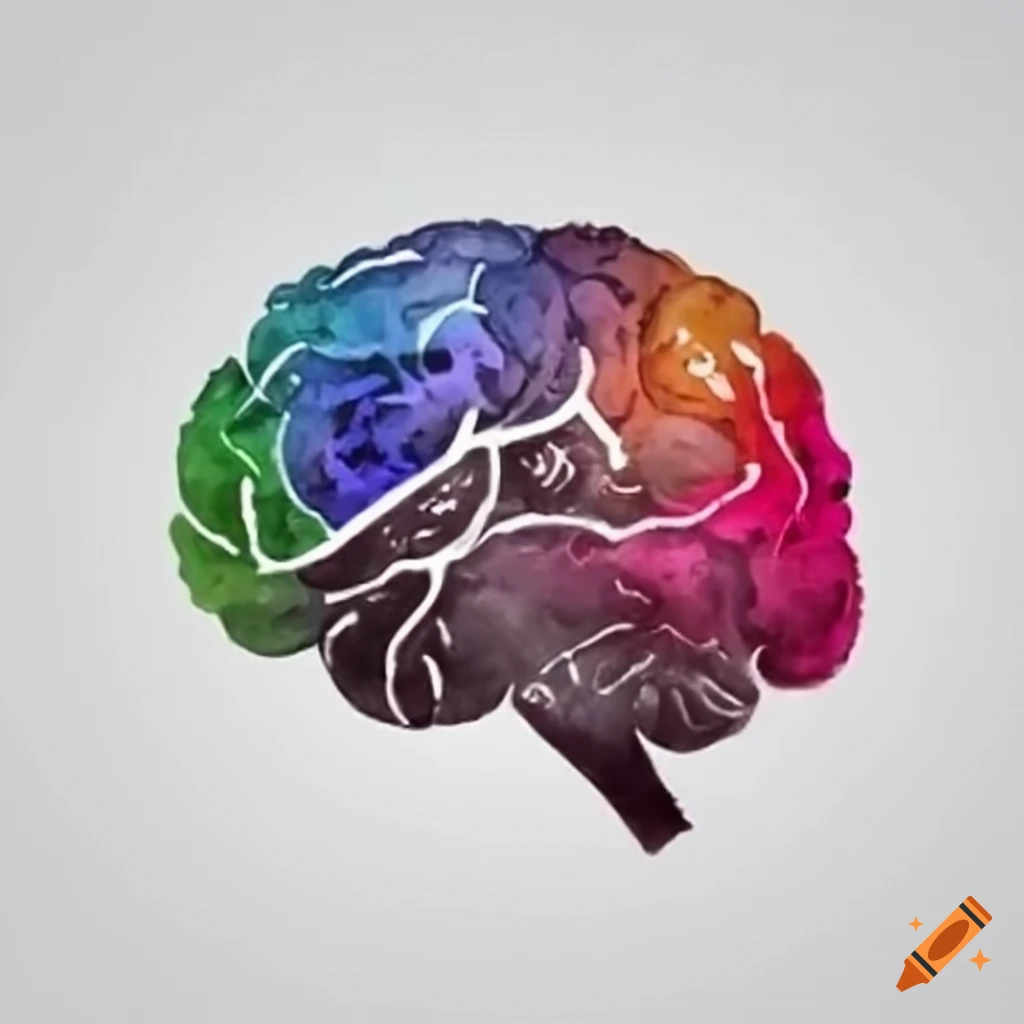 Colorful brain infographic on white background