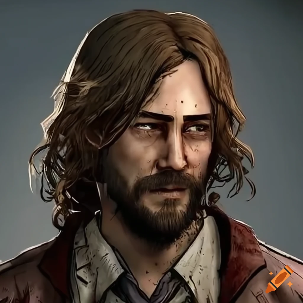 Asmongold as a survivor in the walking dead video game on Craiyon