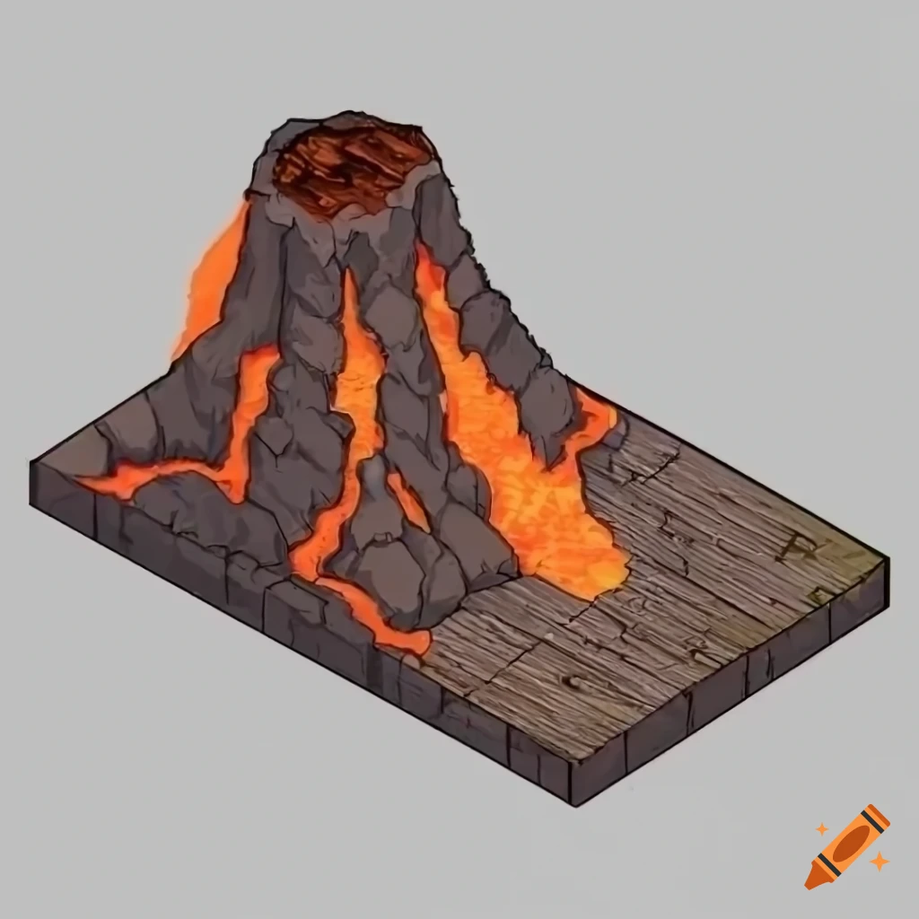 Isometric rpg tiles of a volcano