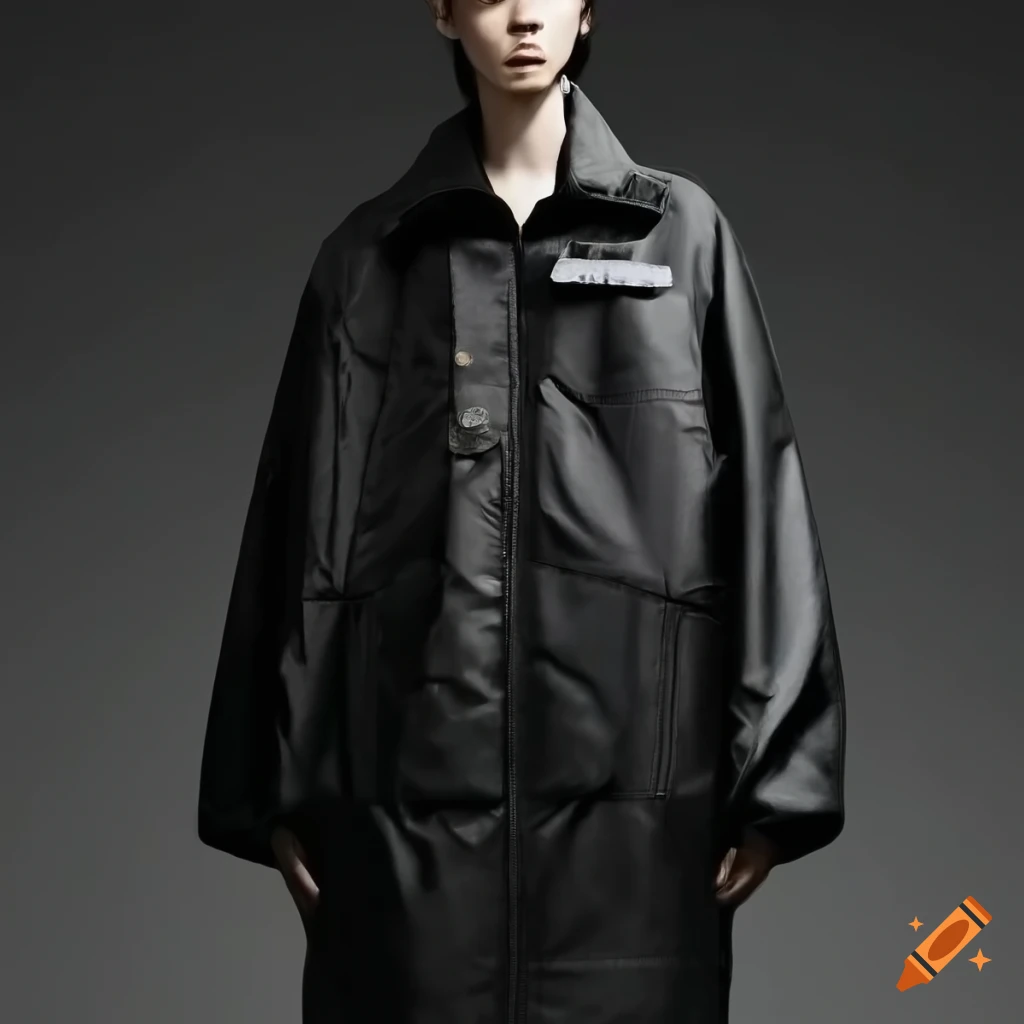 Jaime valencia jr and raf simons black unique avant garde jacket on Craiyon