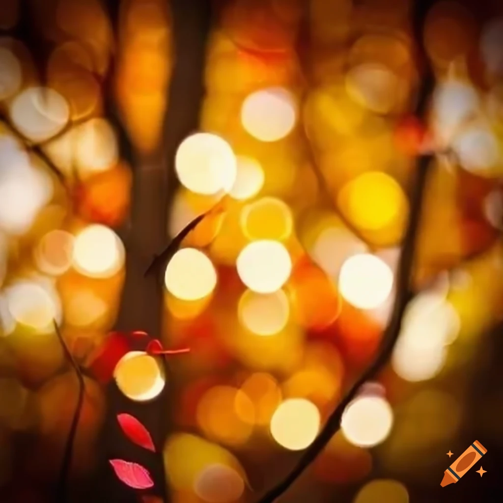 Bokeh-filled scene with vibrant fall leaves