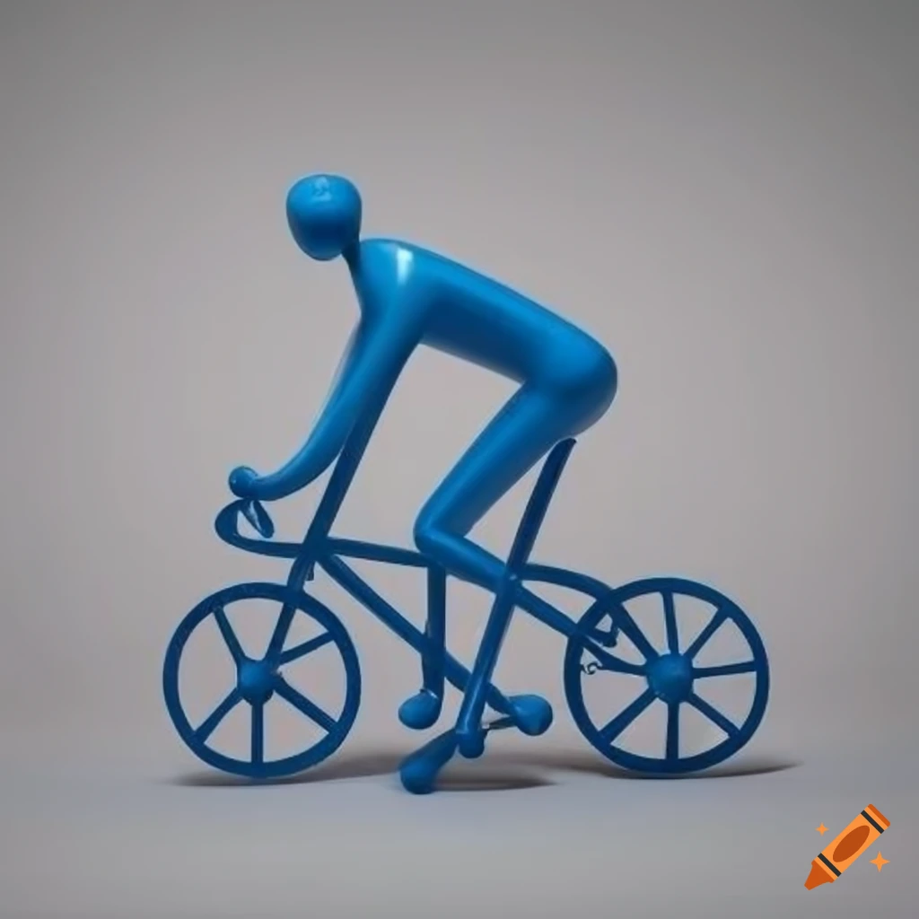 Blue cycling figure made of numbers and mathematical symbols on Craiyon