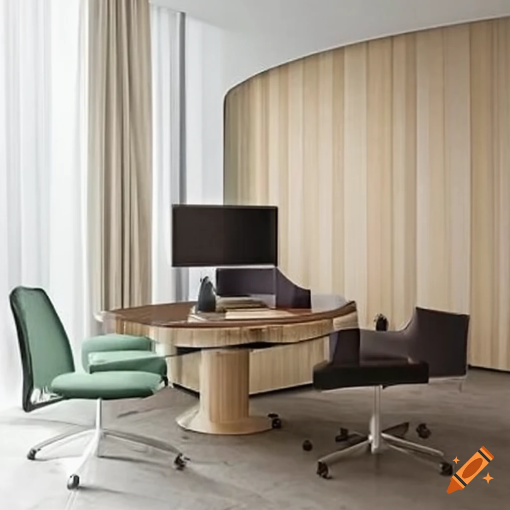 Modern hotel manager office with marble desk and cozy velvet chairs on ...