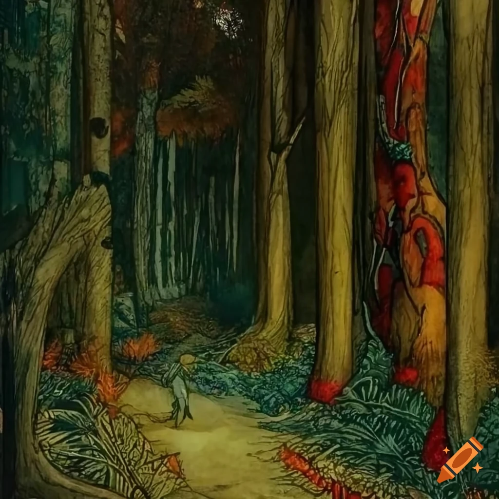 Graffiti art in an autumn forest