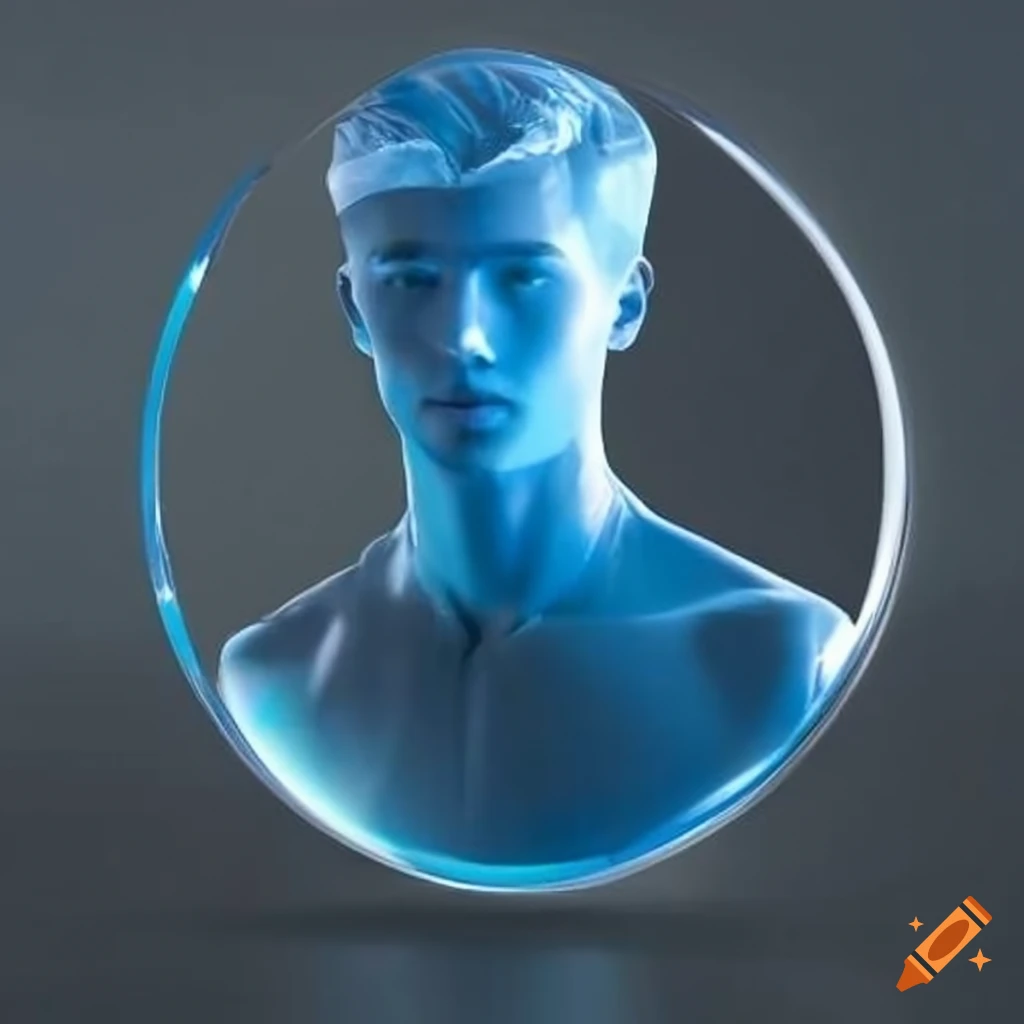 Handsome young male ghost with gray and blue aura