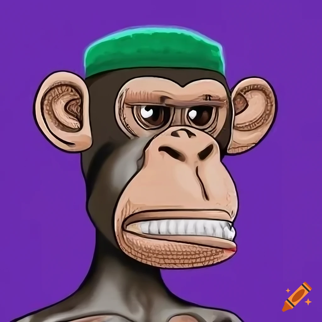 Colorful nft artwork of a monkey ape on Craiyon
