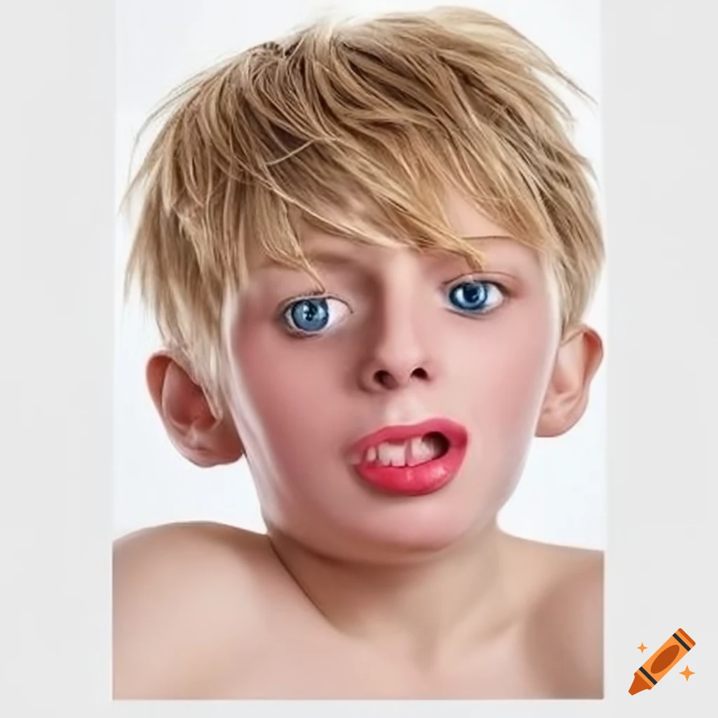 Portrait of a boy with a fish face