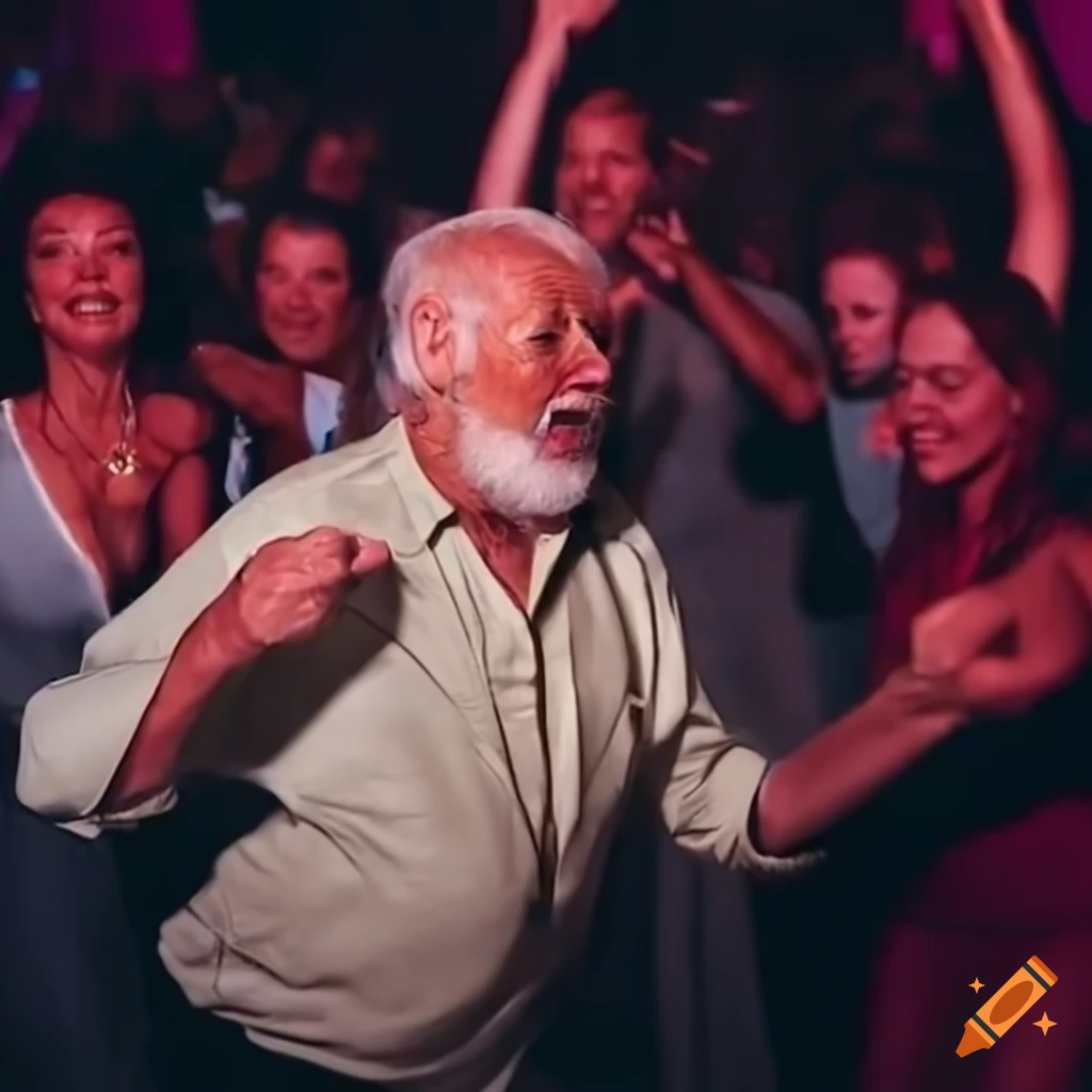 Harold meme dancing at a disco on Craiyon