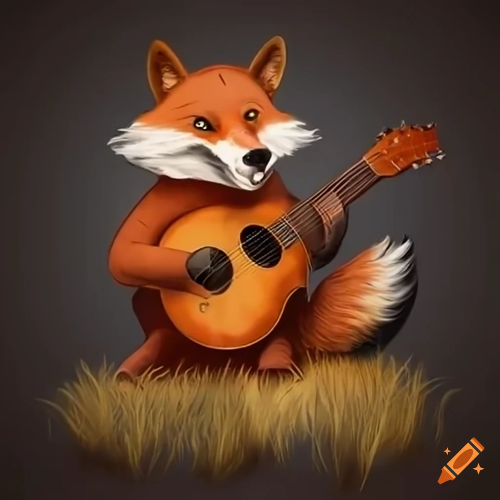 Cartoon image of a fox and bear playing guitar on Craiyon