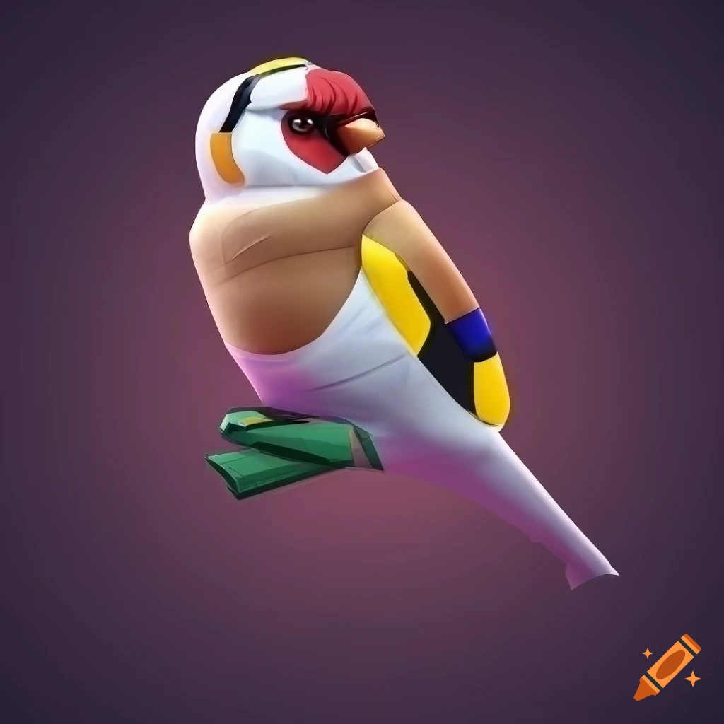 Detailed illustration of a European goldfinch bird on Craiyon
