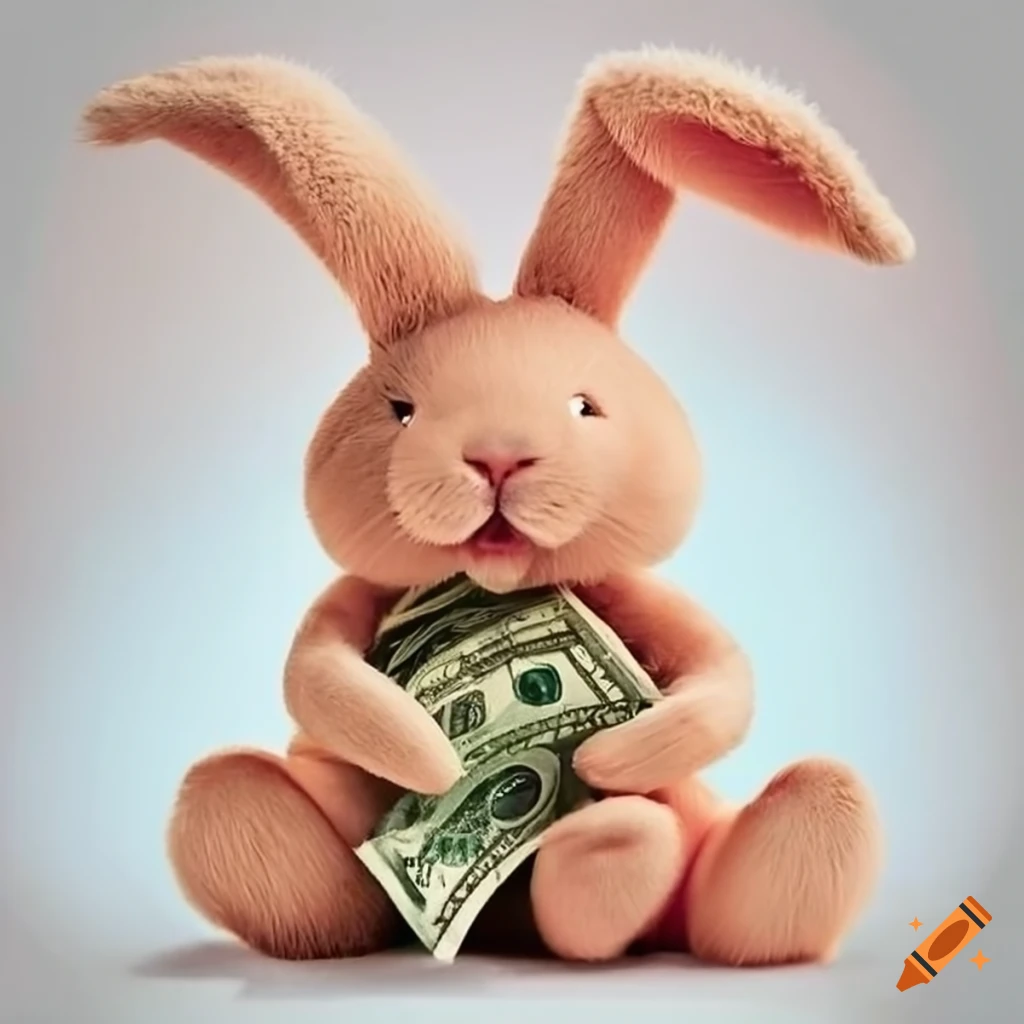 Easter bunny holding money on Craiyon