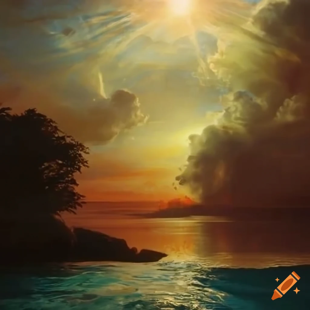 Realistic sunset scene on Craiyon