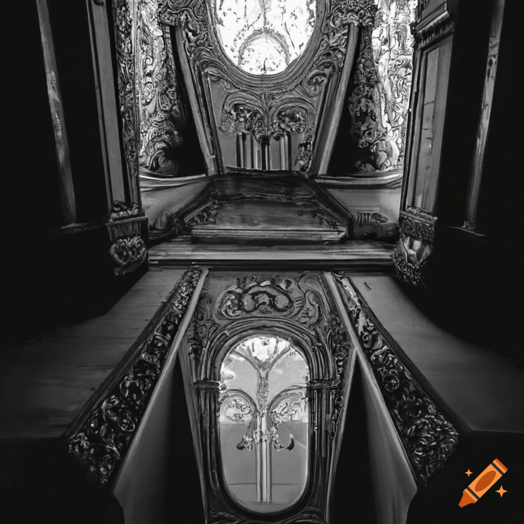 Distorted mirrors in a room