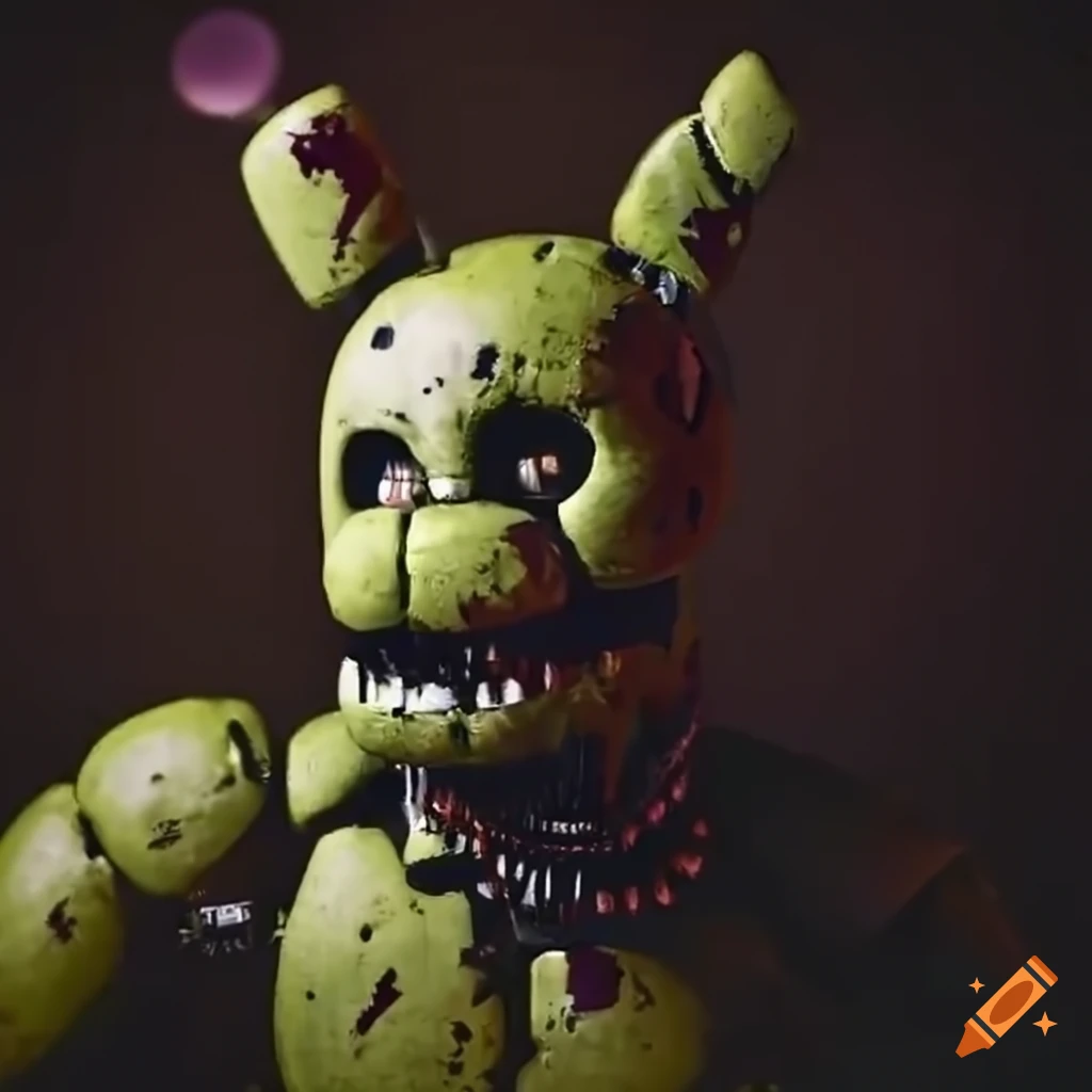 Image of a damaged Springtrap character on Craiyon