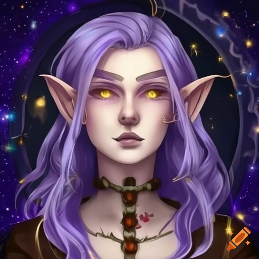 Anime sorcerer with lavender hair and golden eyes
