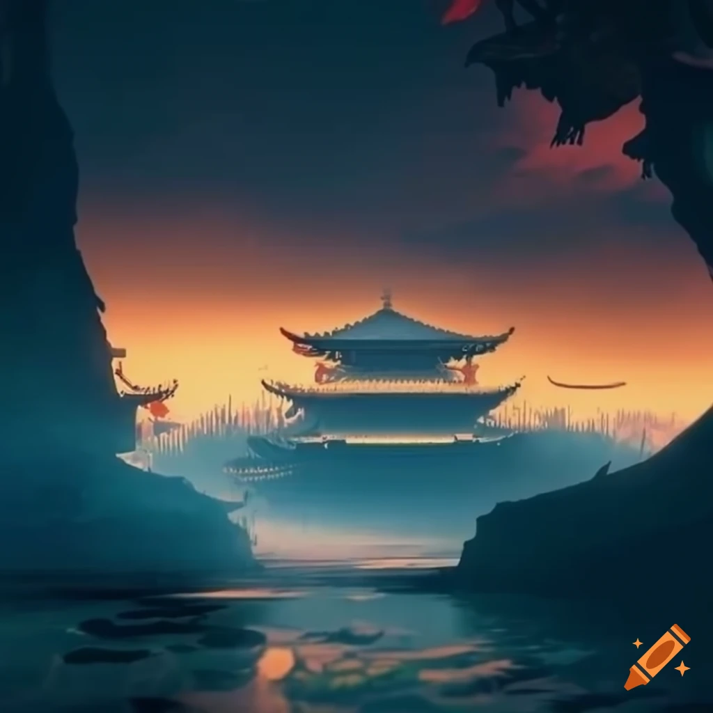 Illustration of the golden temple in ghost of tsushima