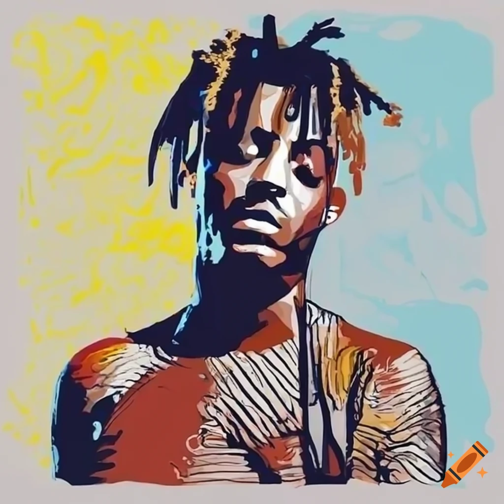 Colorful one line silhouette of juice wrld on Craiyon
