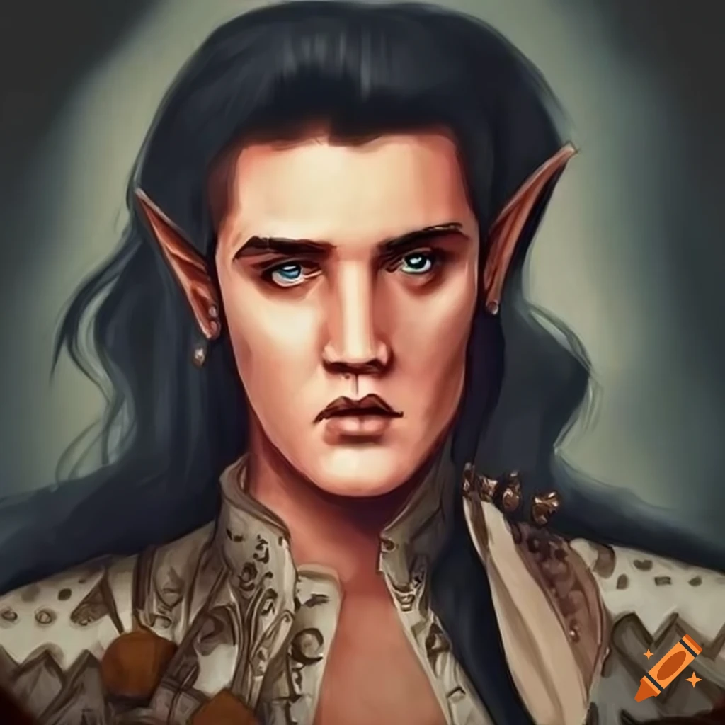 Elvis presley as a charismatic elven bard on Craiyon