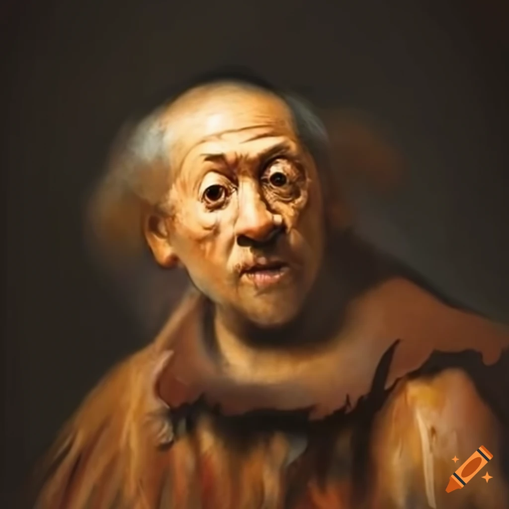 Rembrandt-style artwork of Ötzi the Iceman on Craiyon