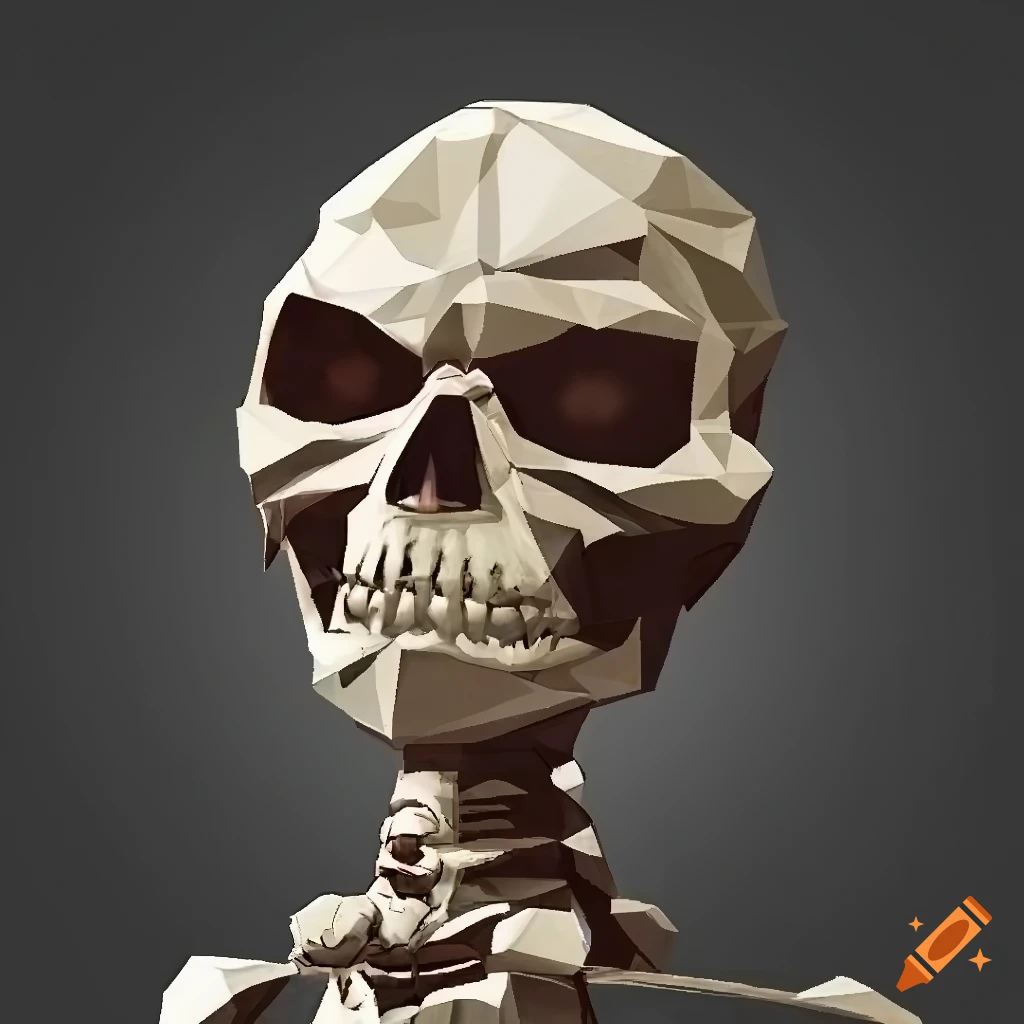 Skeleton warrior with hood in ps1-style graphics on Craiyon