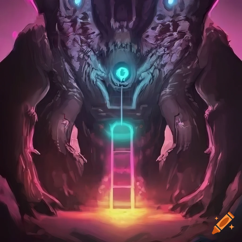 Detailed digital painting of a one-eyed bear in a futuristic setting on ...