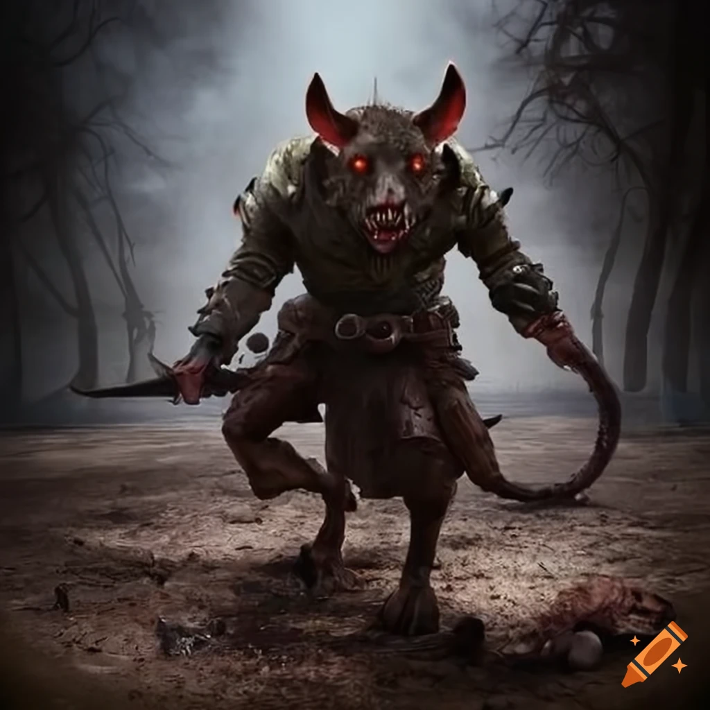 Illustration of an evil rat soldier on Craiyon