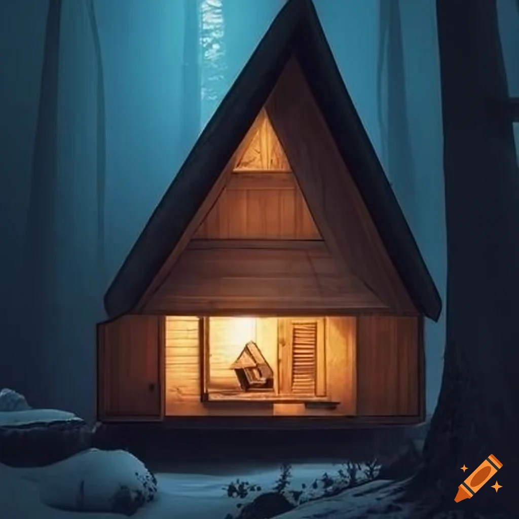 Cozy stave cabin in the woods on Craiyon