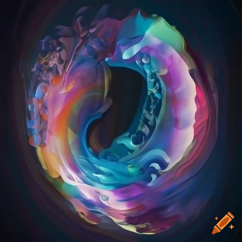 Abstract artwork of swirling letters and symbols on Craiyon