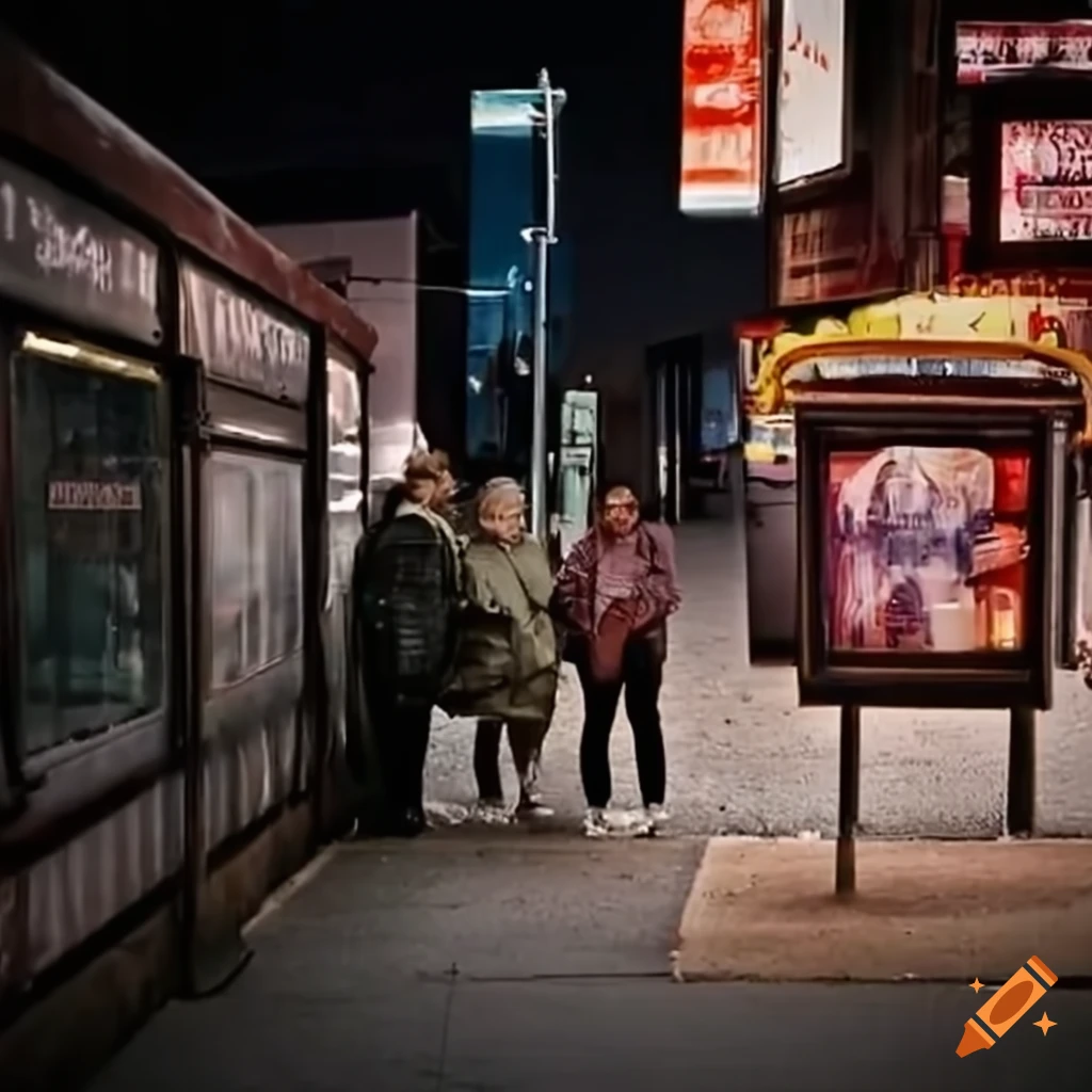 Humorous scene at a bus stop on Craiyon